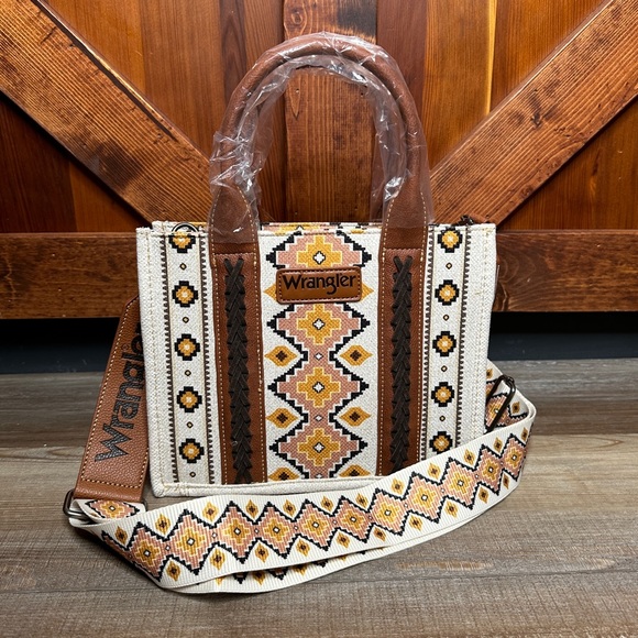 Wrangler | Bags | Wrangler Mini Tote Brown Aztec Southwestern Small ...